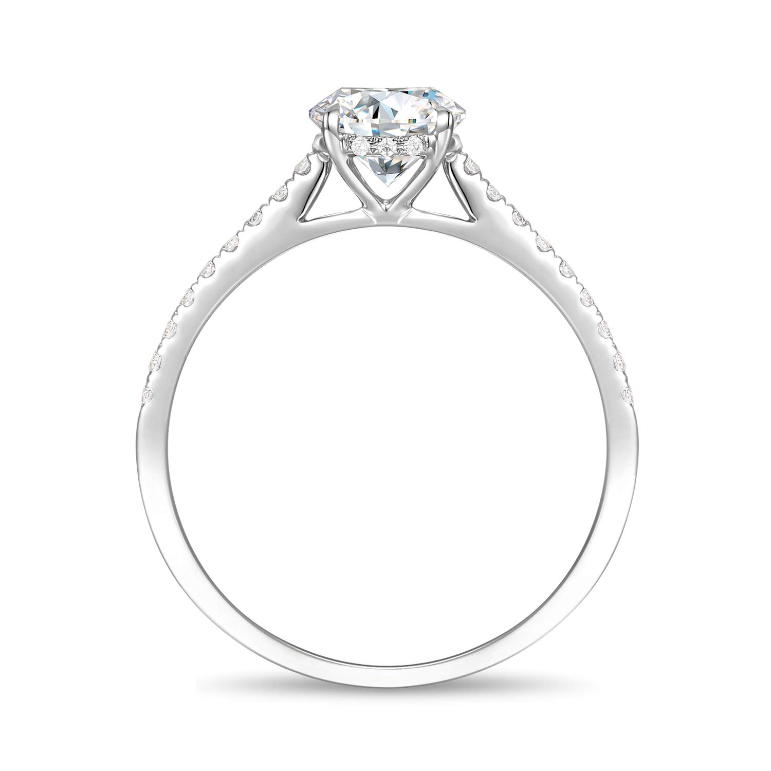 Lamrowfay 14k Yellow OR White Solid Gold 1ct Wedding Engagement Ring (White-Gold, 8)