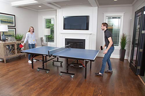JOOLA Inside - Professional MDF Indoor Table Tennis Table with Quick Clamp Ping Pong Net and Post Set - 10 Minute Easy Assembly - Ping Pong Table with Single Player Playback Mode