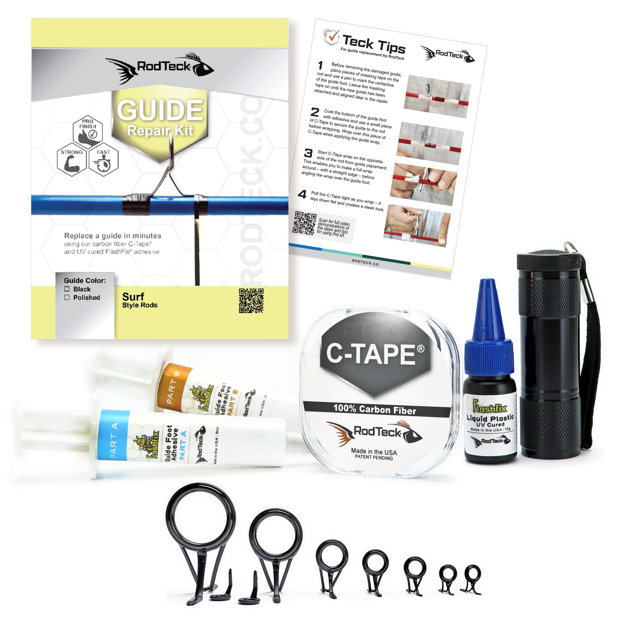 RodTeck Guide Repair Kit | Freshwater & Inshore Baitcasting | Complete Fishing Rod Repair Kit