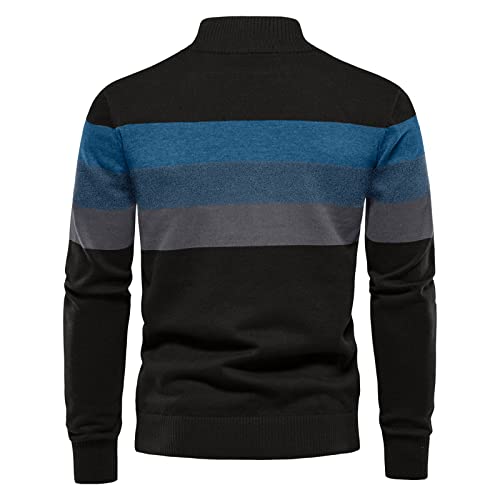 Padasso Full Zip Sweater, Sweater Vests One Shoulder Sweater Autumn New Half Zipper British Long Sleeve Men's Sweater Autumn Sweater(Black,L)