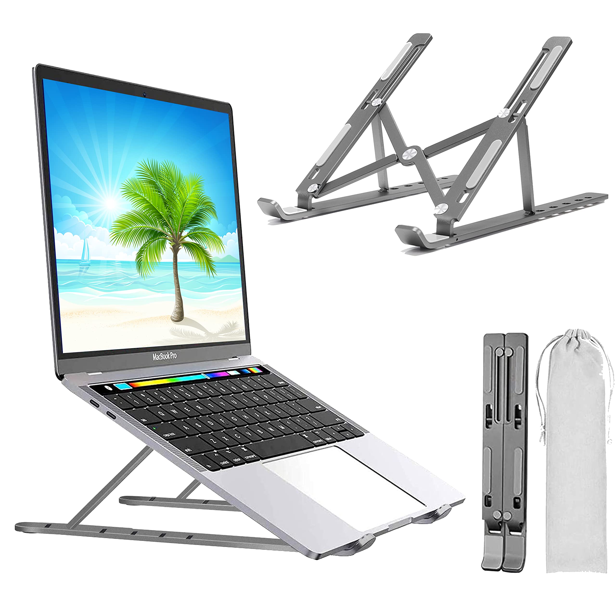 Laptop Stand, Adjustable Portable Laptop Holder,Aluminum Alloy Desktop Mount Compatible with 10-15.6 Inch MacBook PC-Notebook Tablet Thinkpad （Space Gray）