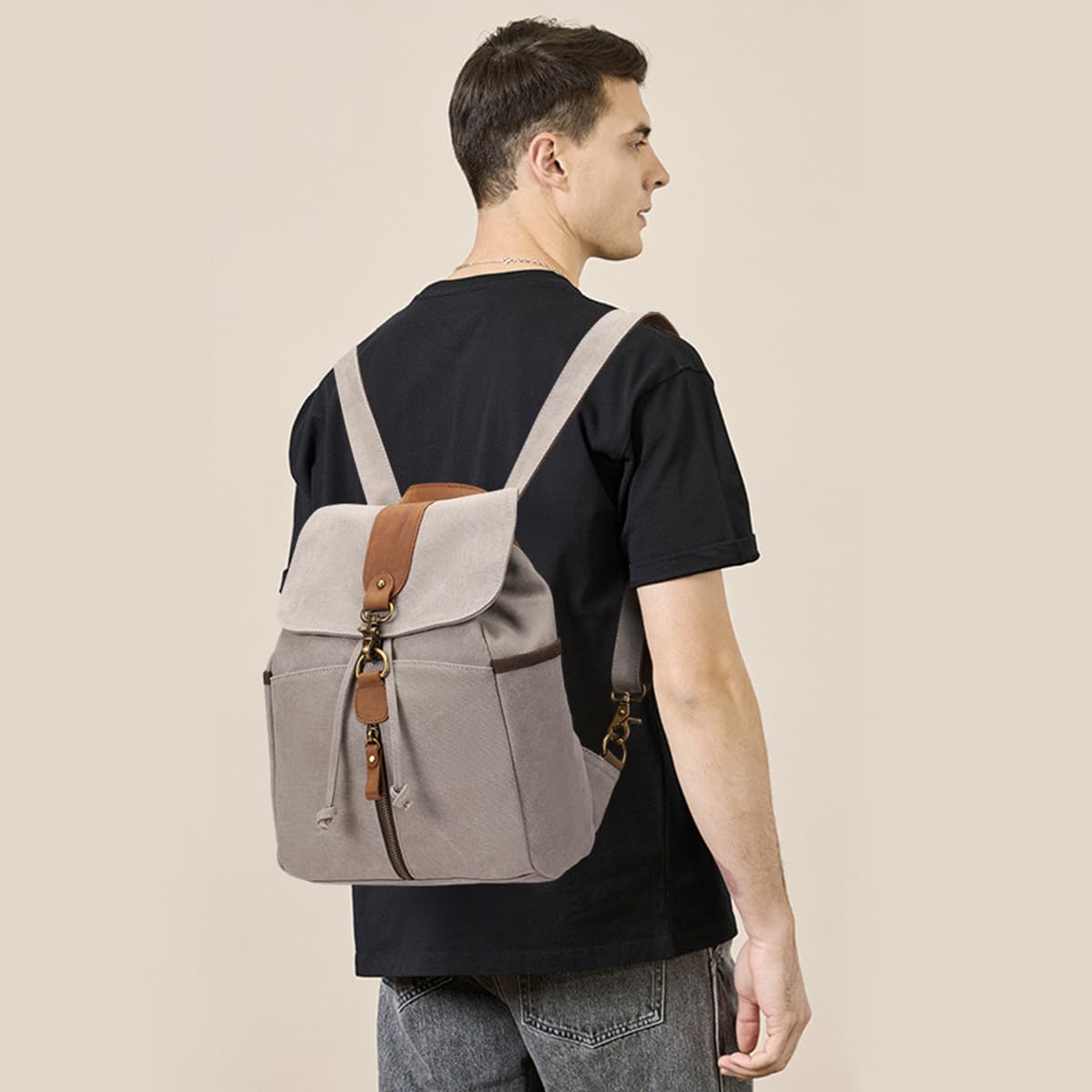 KL928 Canvas Backpack β Large Casual Daypack Vintage Outdoor Travel Rucksack Hiking Backpacks for Men Women