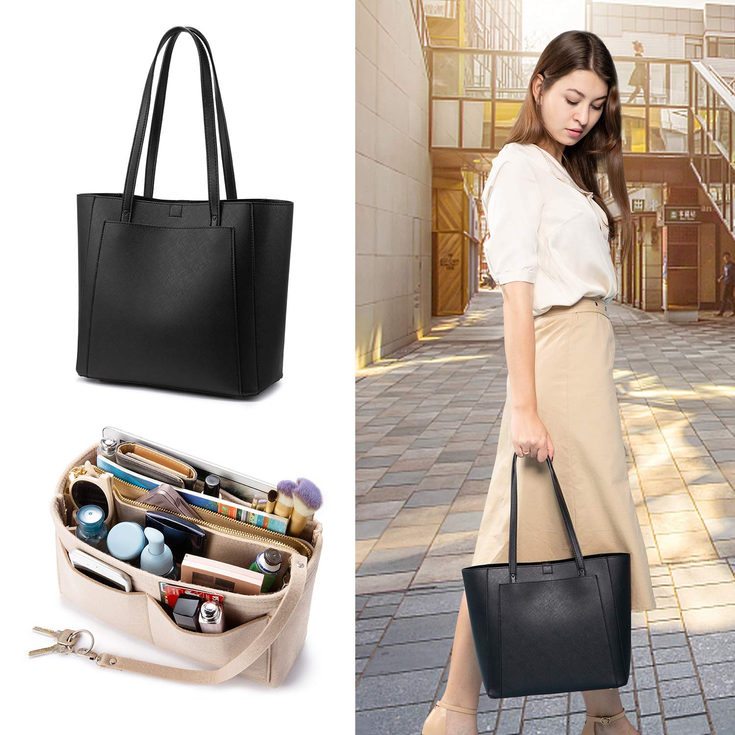 LOVEVOOK Tote Purse for Women Satchel Bag with Matching Handbag Organizer Shoulder Bags