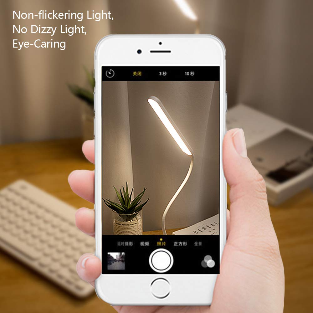 MAYTHANK Cordless Desk Table Lamp Reading Light Rechargeable Battery 2200m,Touch 3 LED Modes,Dimmable,Small,Gooseneck, Highest 17.7",Lamp for Kids Bedroom Bedside