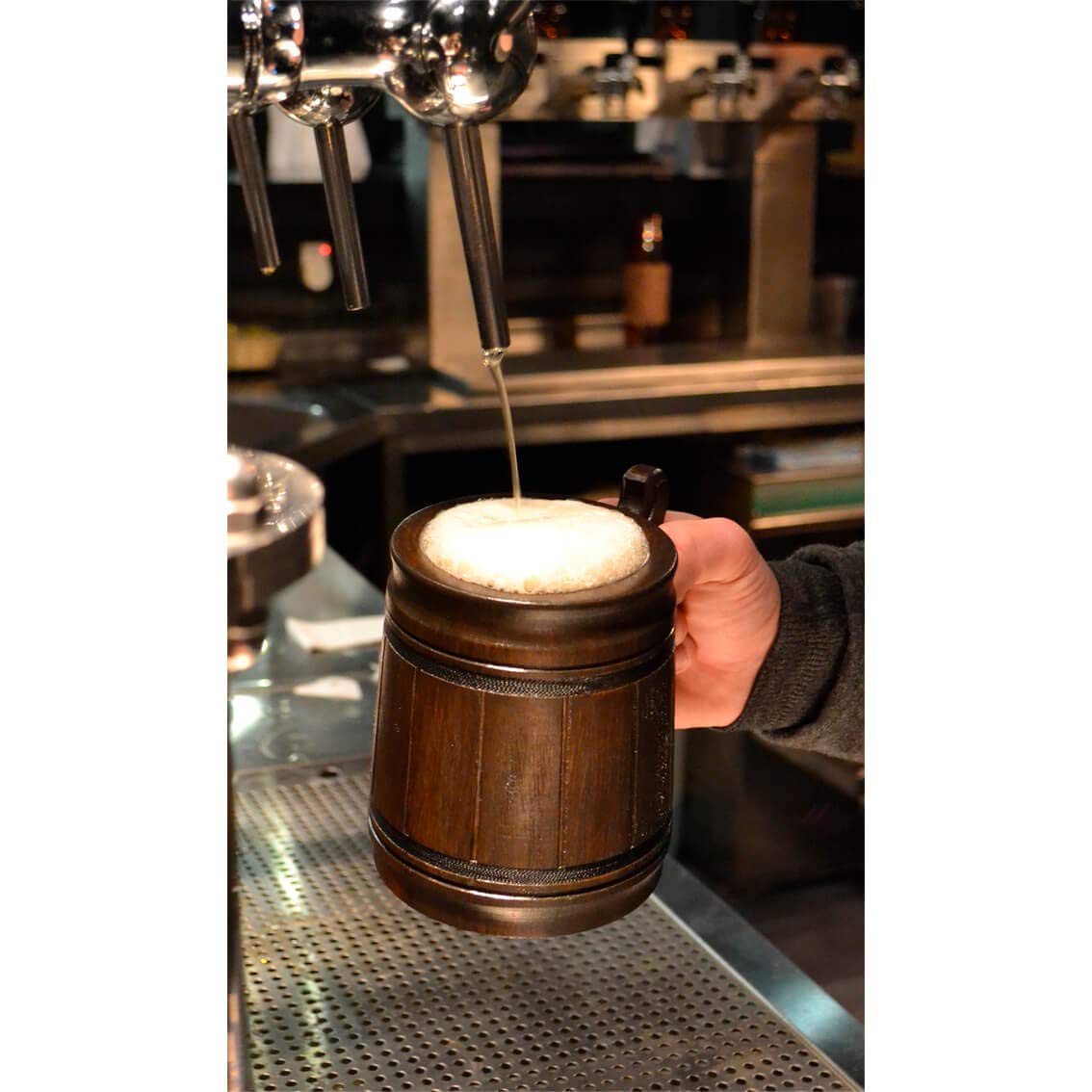 MyFancyCraft Gifts for Men Handmade Beer Mug Oak Wood Stainless Steel Cup Box Natural 0.3L 10oz Classic Brown