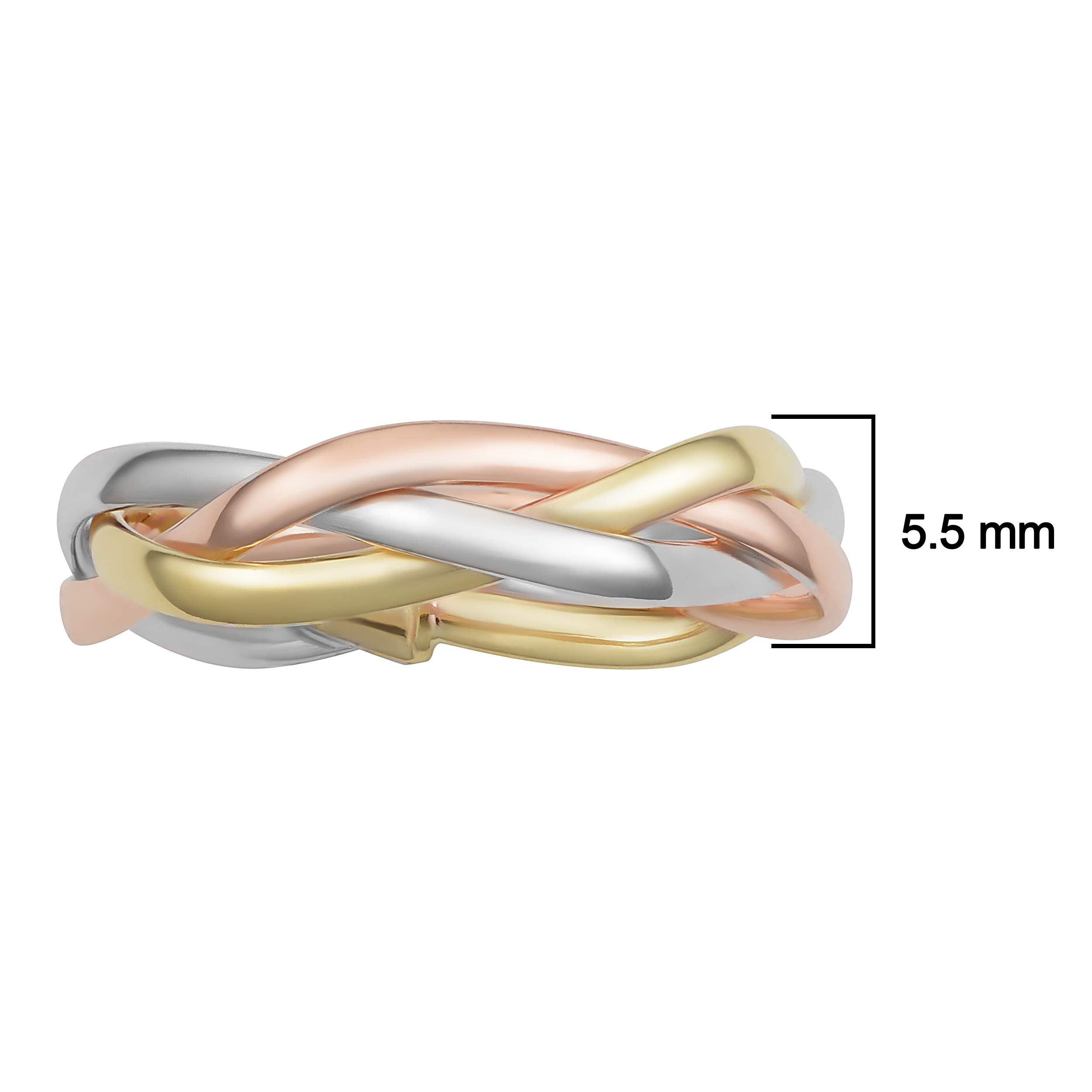 Kooljewelry 14k Tricolor Gold Braided Ring (size 7)