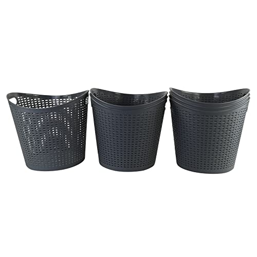 Zerdyne 6-Pack Large Storage Basket, 30 L Plastic Laundry Hamper/Laundry Basket, Gray