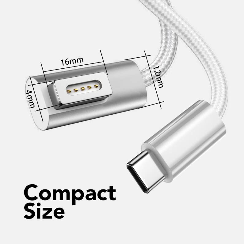 ππ₯π’π¦π USB C Magnetic Right Angle Adapter USB C 2 T-Tip Cable Cord 5.9FT1.8M PD 60W 100W Power Fast Head Charging Compatible with Old MacBook Pro After 2012 Year (No 14-15V Output) (Magsafe2 C)