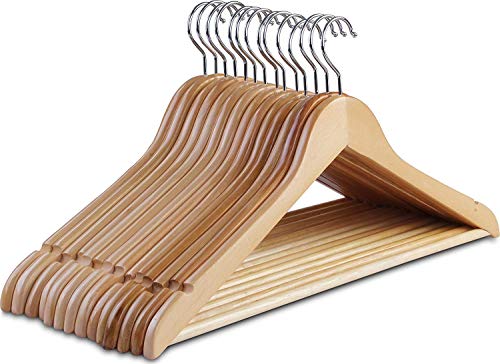 Work Clothes Hangers, Wooden Hangers Ultra Thin Space Saving Non-Slip Hangers Velvet Hangers Suit Hangers Ideal for Everyday Standard Use, Clothing Hangers (24)