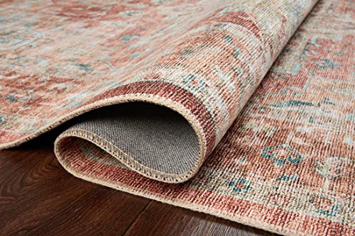 Loloi II Heidi Collection HEI-01 Area Rug 8' 6" x 11' 6" Terracotta/Aqua Rectangular 0.13" Thick