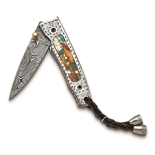 Steel Layer Folding Pink Opal/turquoise/bronze/resin Handle Knife Leather Wooden Gift Box Orange Rust Resistant