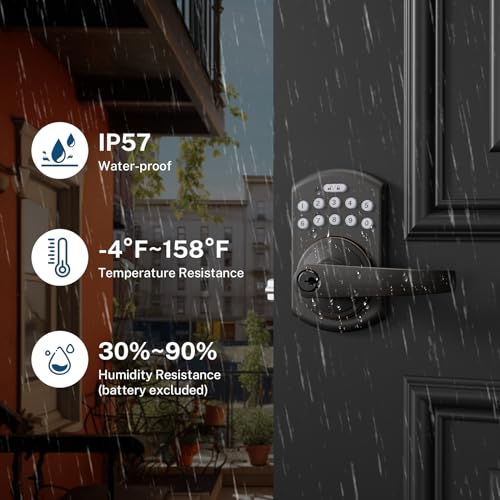 Signstek Keypad Entry Lever Door Lock with LED Backlit Keypad Password/Key Accessibles, Oil Rubbed Bronze
