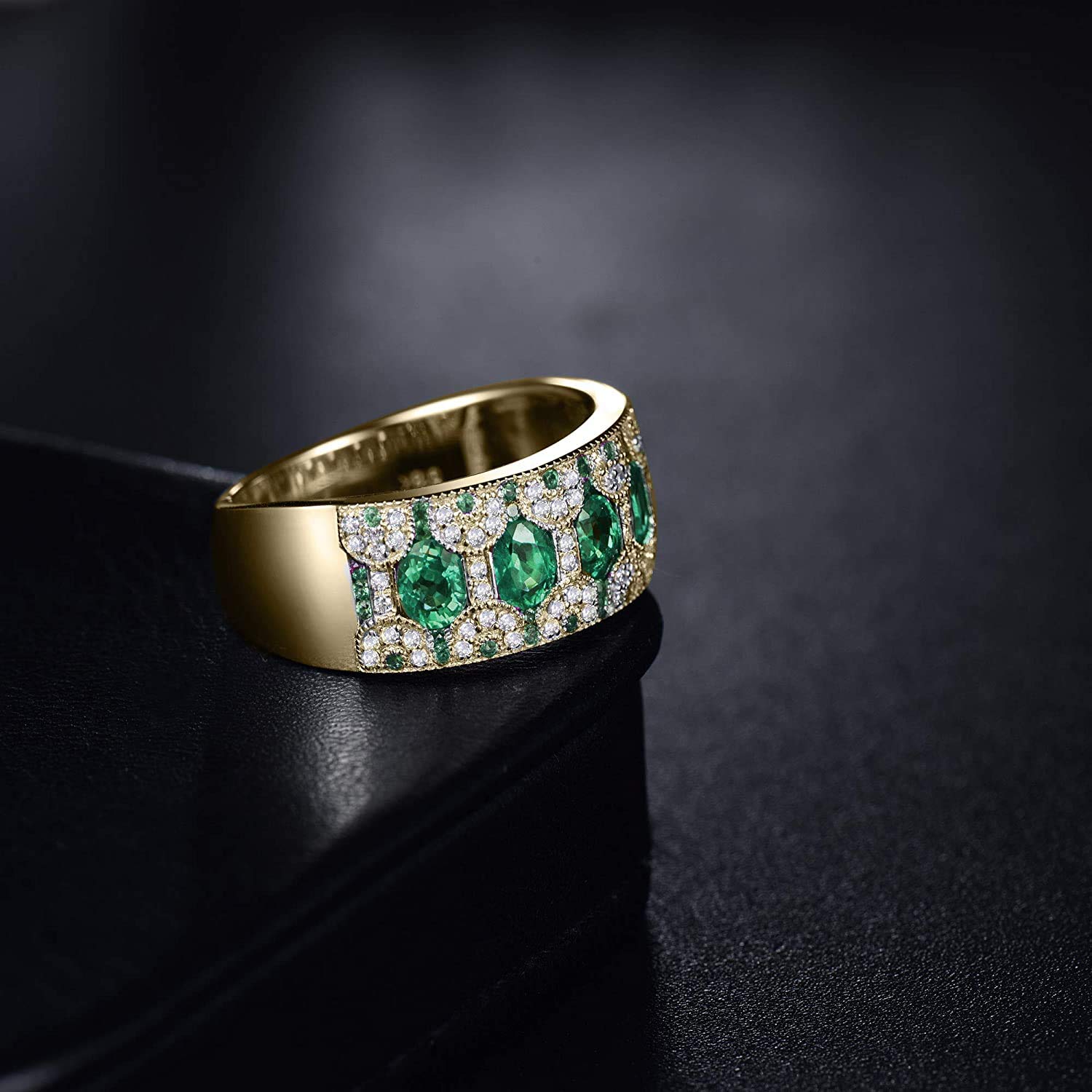 Lanmi 14k Rose White Yellow Gold Beautiful Natural Emerald Sapphire Ruby Engagement Rings Wedding Band for Women Promotion