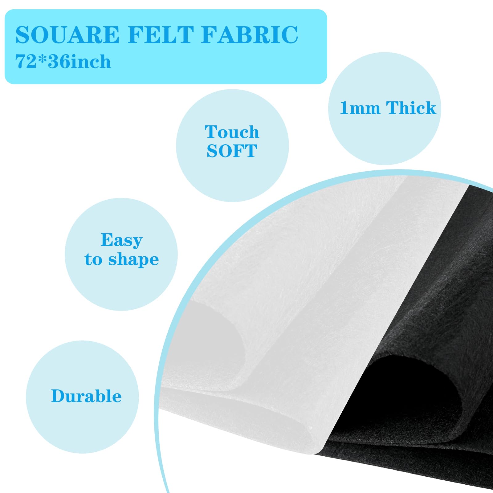 White Felt Sheets 72x36 Inch White Felt Fabric for Crafts 1mm Thick Felt Sheet Soft Felt Fabric Sheets Felt Fabric by The Yard Craft Felt Material for Sewing Quilting Handwork DIY Art Craft Project