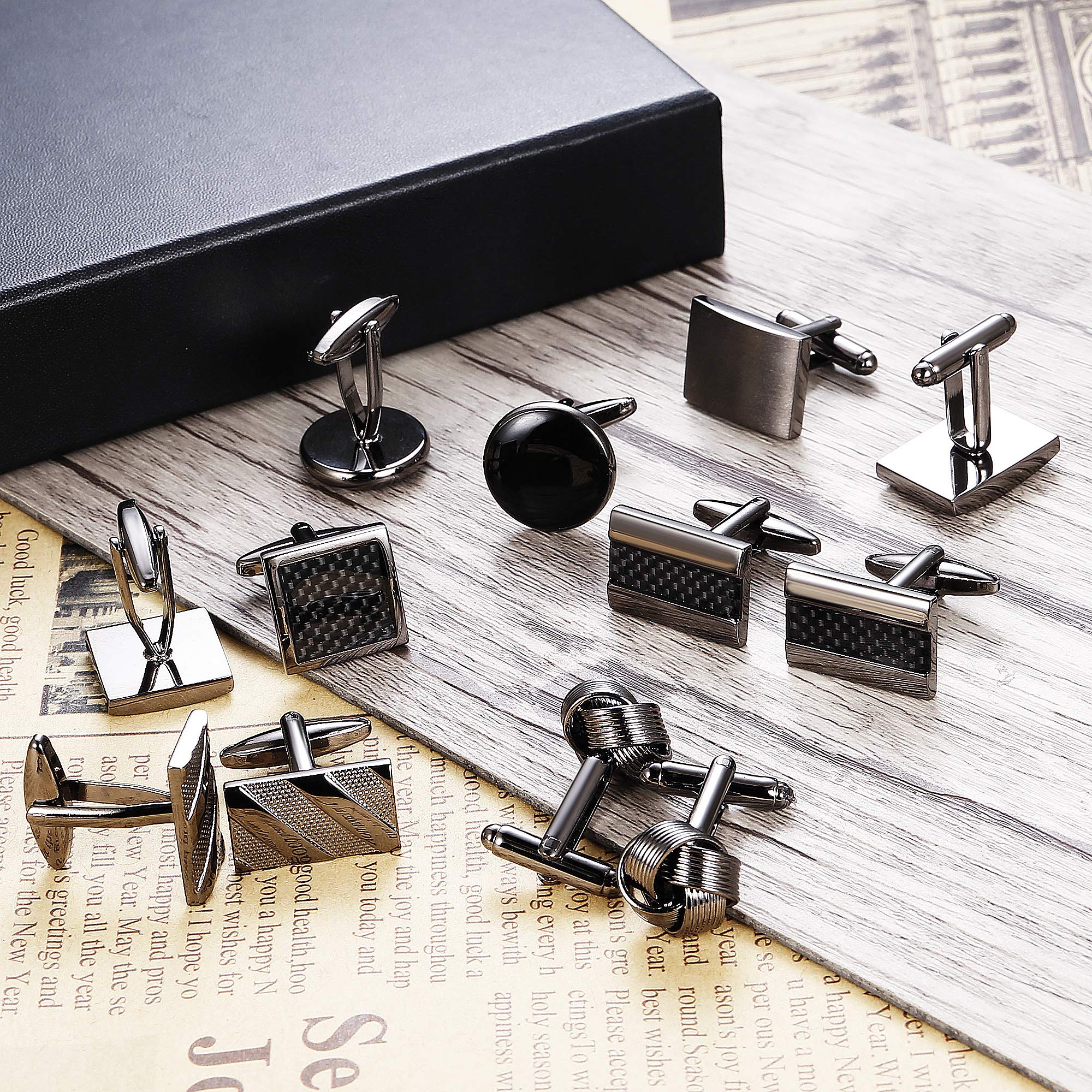LOLIAS 6 Pairs Mens Cufflinks Set Classic Wedding Unique Cufflink for Tuxedo Shirts Formal Business Shirts