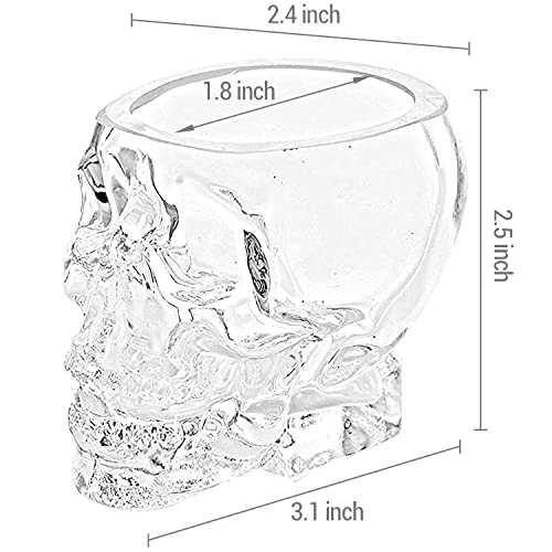 MyGift Clear Glass Novelty Skull Face Liquor Shooter Shot Glasses, Decorative Halloween Drinkware - 2.8 oz, Set of 6