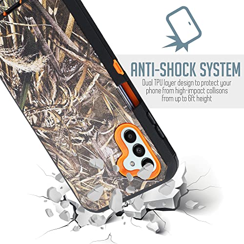 Thousandgear Designed for Samsung Galaxy A13 5G Holster Belt Clip Case Shockproof Heavy Duty Tough Hybrid Case Triple Protective Anti-Shock Resistant Mobile Phone Built in Screen Protector (Camo)