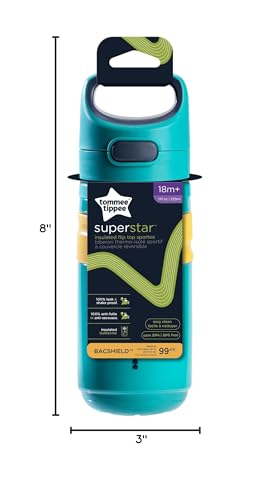Tommee Tippee Superstar Insulated Flip Top Sportee Straw Cup, 18m+, 11oz, 1 Pack | Leak and Shake Proof, Anti-Microbial Spout