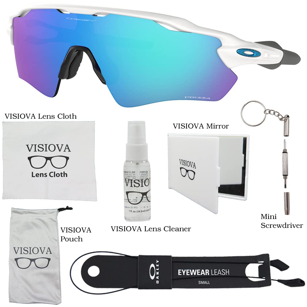 Oakley Radar EV Path OO9208 920873 Polished White/Prizm Sapphire Sunglasses For Men Bundle Leash +VISIOVA Accessories