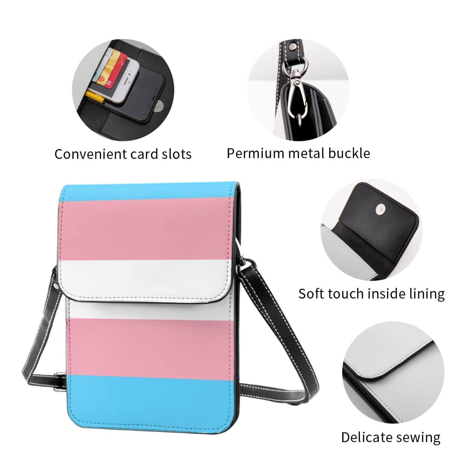 Small Crossbody Cell Phone Purses For Women Transgender Pride Flag Cute Wallet