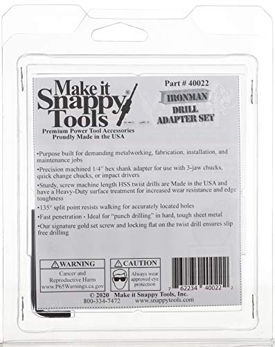 Snappy Tools Ironman 5 piece Quick Change Drill Bit Adapter Set for Metalworking, Fabrication and Installation