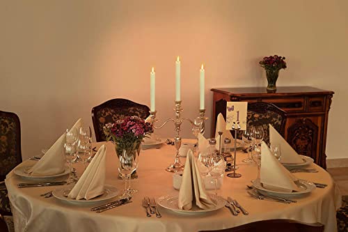 Stmarry Flickering Flameless Taper Candles with Remote - 10 Inch LED Candlesticks, Realistic 3D Flame with Wick, Ivory Real Wax, Spring Home Decor, Automatic Timer - Set of 6