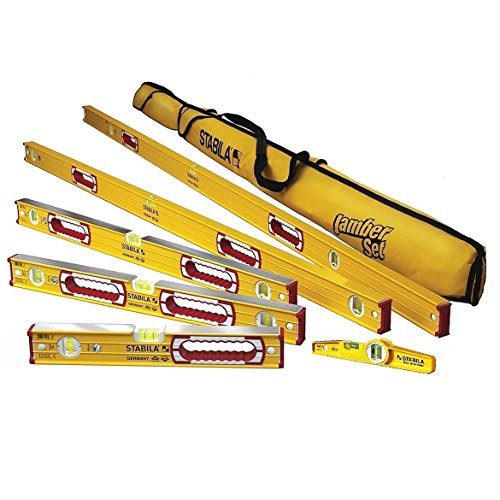 Stabila 78496 Type 196 Heavy Duty Complete 6 Level Kit - 78"/48"/32"/24"/16"/10β Die Cast Magnetic Torpedo Level Includes Nylon Carrying Case, Yellow