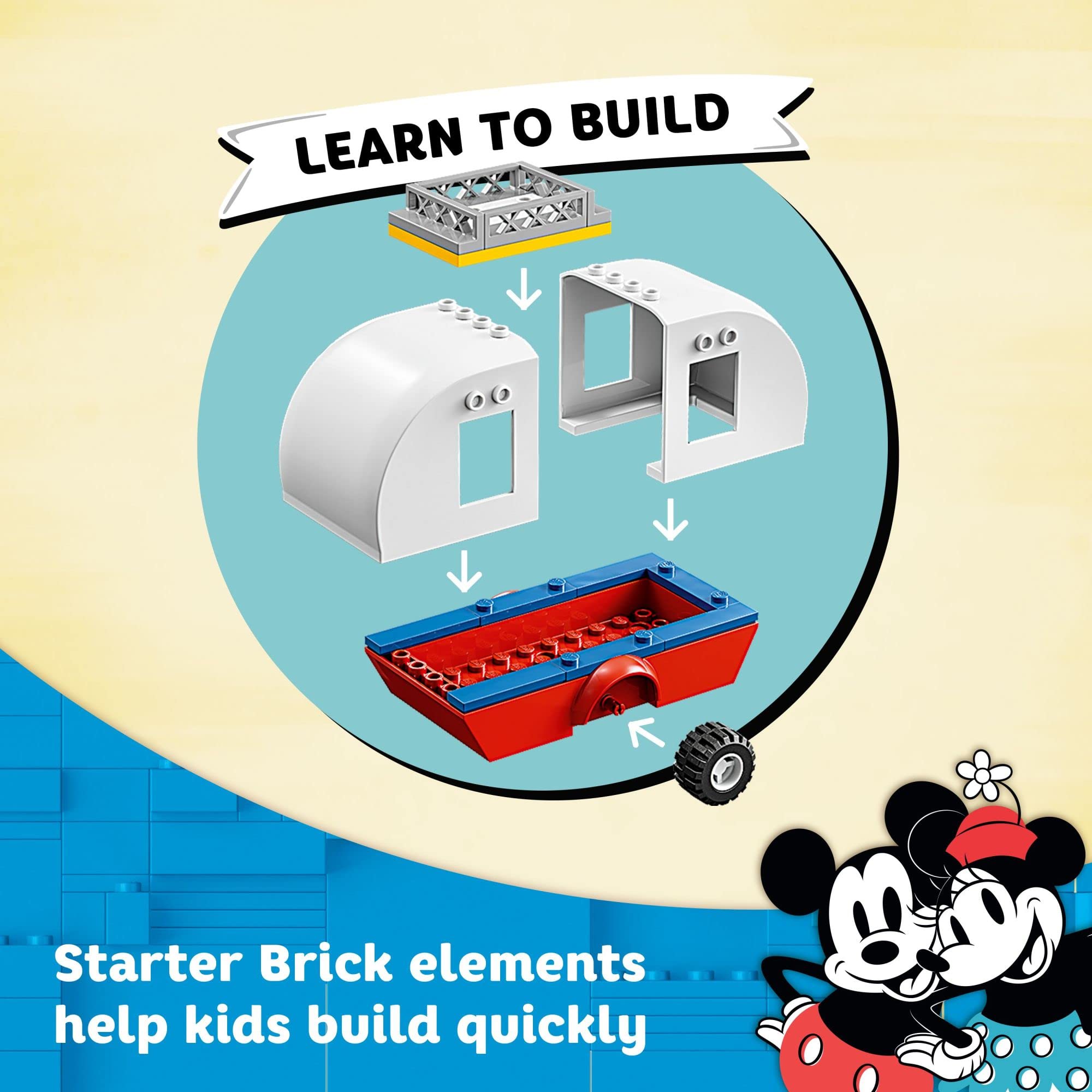 LEGO Disney Mickey Mouse and Minnie Mouse's Camping Trip 10777 Building Toy with Camper Van, Car & Pluto Figure, for Kids 4 Plus Years Old