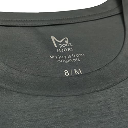 MJORI Men's Silk Cotton Knitted T-Shirt Short Sleeve Solid Tee(Grey,Update M)