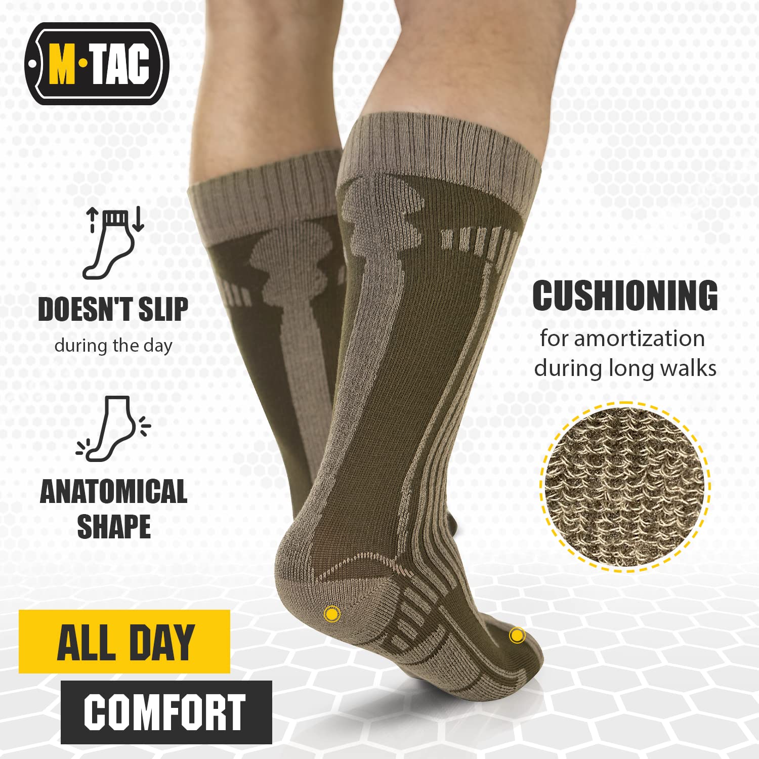 M-Tac Military Mid Calf Boot Socks 2 Pack - Wick Dry Men Coolmax RibTop Nylon Army Combat Socks (OCP, L)