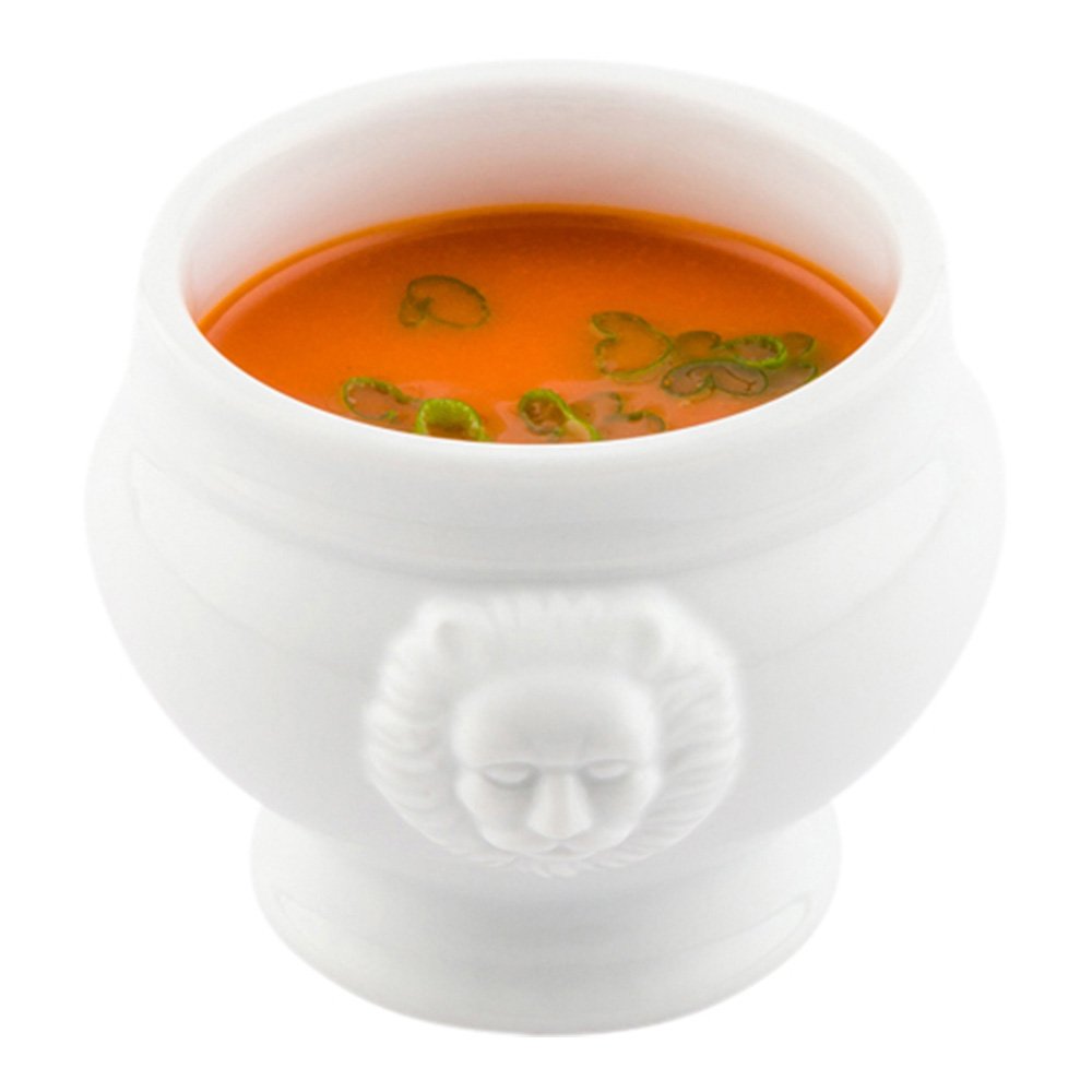 Restaurantware 6 Ounce Porcelain Bowls 10 Lion Head Design Porcelain Small Bowls - Microwave-Safe Oven-Safe White Porcelain White Bowls Chip-Resistant Round