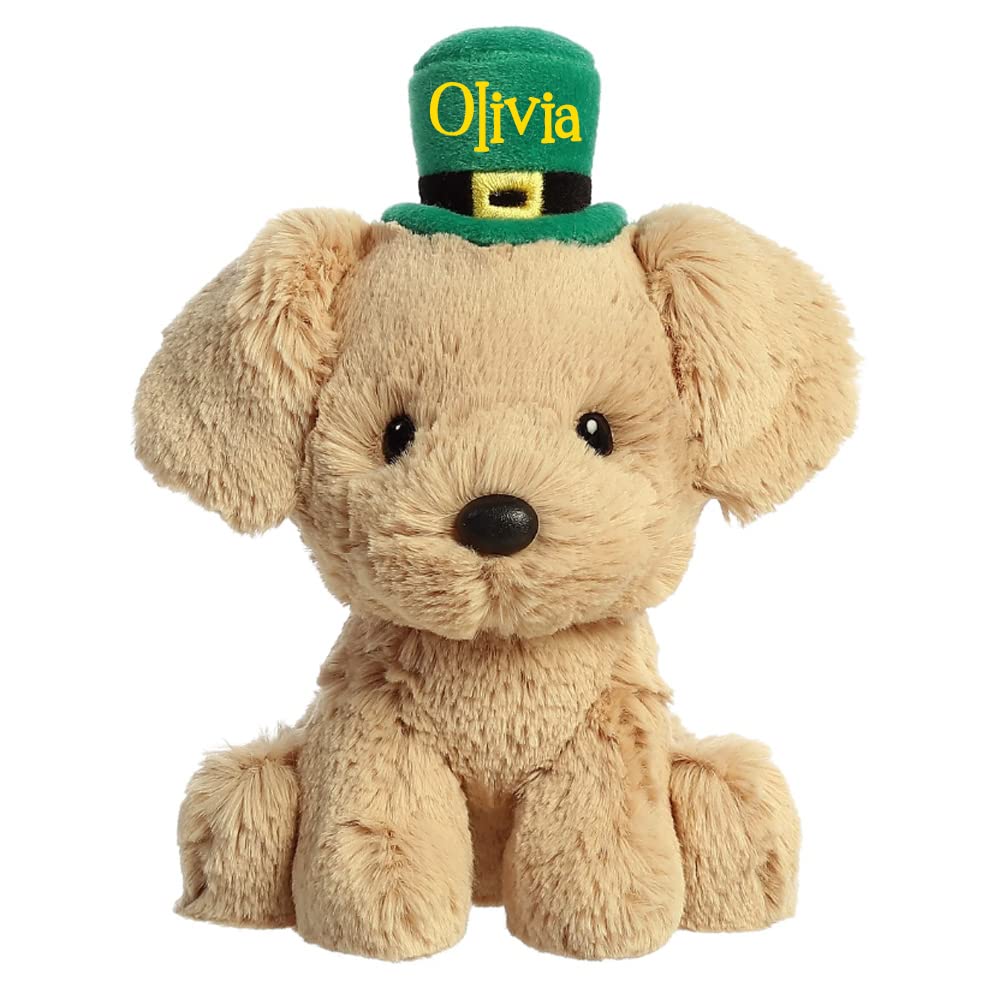 The Trendy Turtle Personalized Kids Baby Gifts St Patricks Day Golden Lab Puppy Plush Stuffed Animal Toy Keepsake