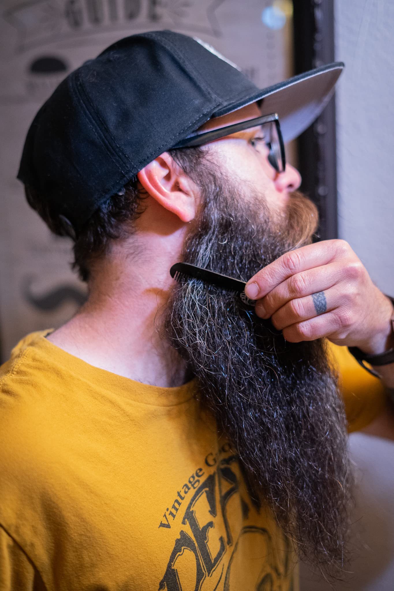THE VINTAGE GROOMING CO. Bone Crusher Extra Firm Extra Strong Hold Mustache Wax and Death Grip Pocket Keychain Comb Set