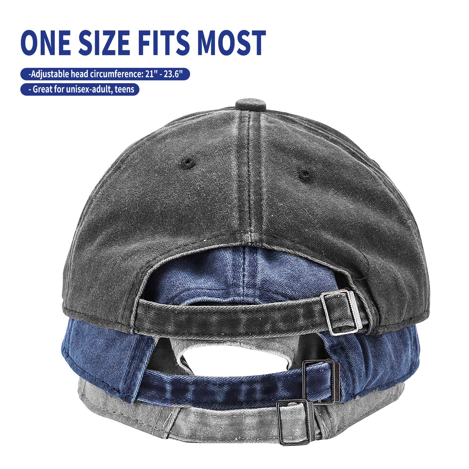 MEINICY 3 Pack: Vintage Distressed Washed Cotton Plain Baseball Cap, Retro Adjustable Dad Hats for Men/Women,Unstructured