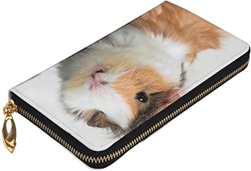 Surprised Guinea Pig Leather Wallet Long Clutch Purse Fashion Wristlet Handbag