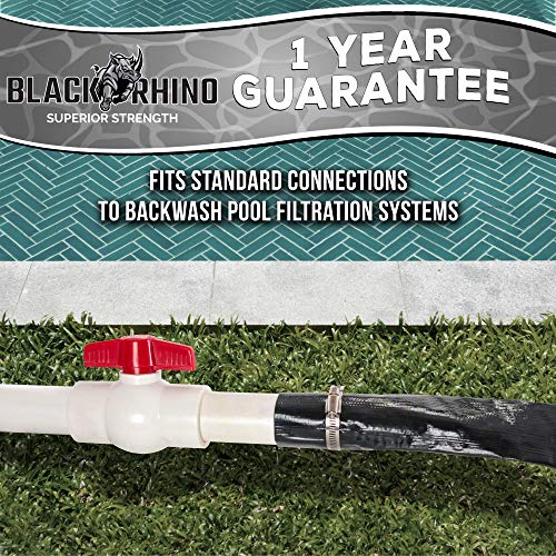 U.S. Pool Supply Black Rhino 2" x 100' Pool Backwash Hose with Hose Clamp - Extra Heavy Duty Superior Strength, Thick 1.2mm (47 mils) - Weather Burst Resistant - Drain Clean Swimming Pools and Filters