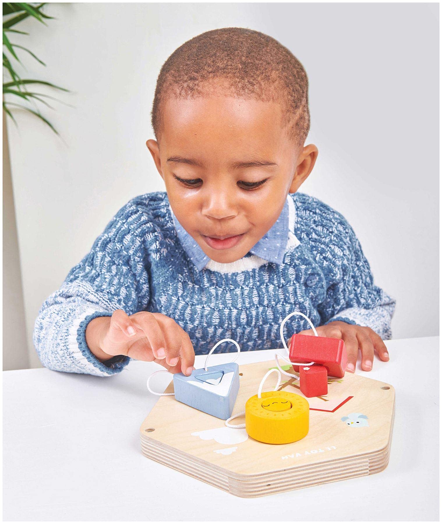 Le Toy Van - Baby Sensory Petilou Shapes Activity Tile | Wooden Educational Montessori Toddler Learning Toy - Suitable for 18+ Months