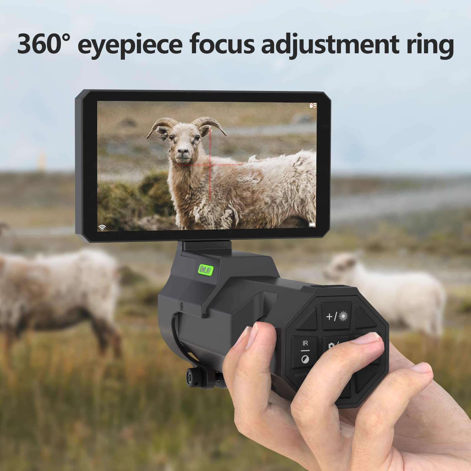 Night Vision Scope for Hunting Monocular 1080P,Clip on Scope with IR 850nm &940nm,Infrared Hunting Scopes for Rifles,IR Illuminator with WiFi for Day Night Viewing