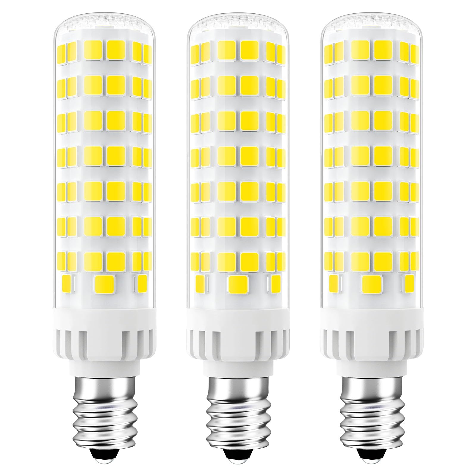Lacnooe E12 C7 Led Candelabra Bulbs 6000k Daylight White, 40 Watt E12 Halogen Equivalent,T6 Small Base 120V E12 C7 LED Light Bulbs 5W 450LM Bright Cool White for Ceiling Fan Chandelier Light, 4 Pack