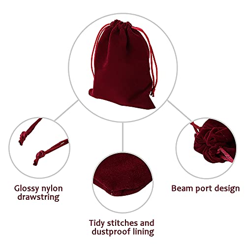 TOPTIE Custom 50 PCS Velvet Gift Wrap Bags with Drawstrings, 4"x6" Logo Print Jewelry Pouches for Wedding Favors
