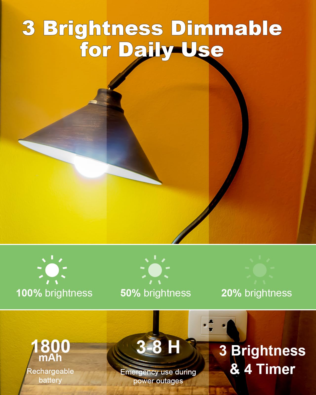 LOTOFIT 4 Pack Rechargeable LED Light Bulbs with Remote, 4 Light Mode, Timer Function, USB Hanging LED Light Bulbs for Indoor Emergency Camping Hiking Backpacking