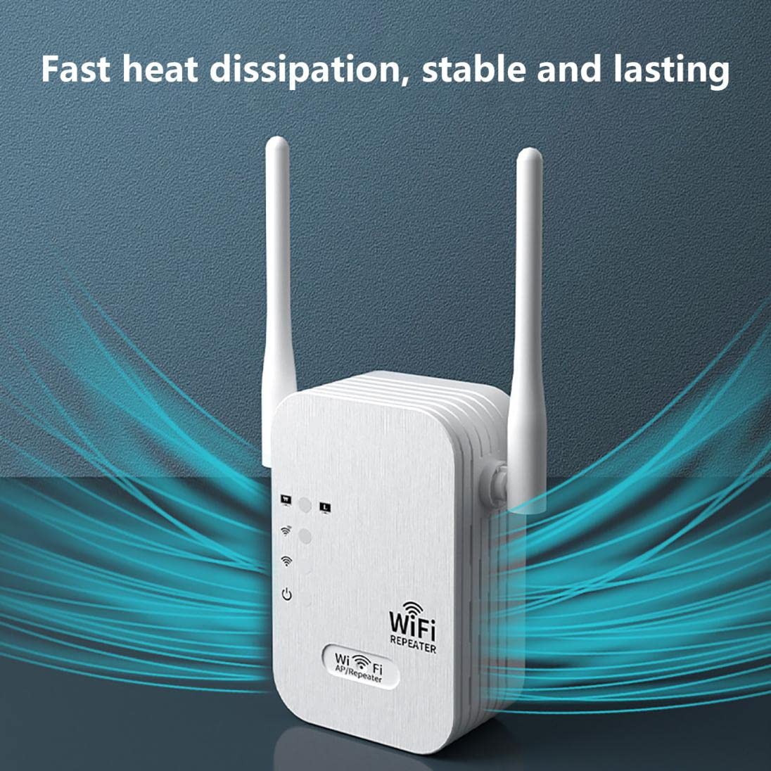 WiFi Extender Signal Booster - Wireless Internet Repeater - Long Range Amplifier with Ethernet Port - Wireless Signal Repeater with Ethernet - for Home Hotels Apartments Indoor Office