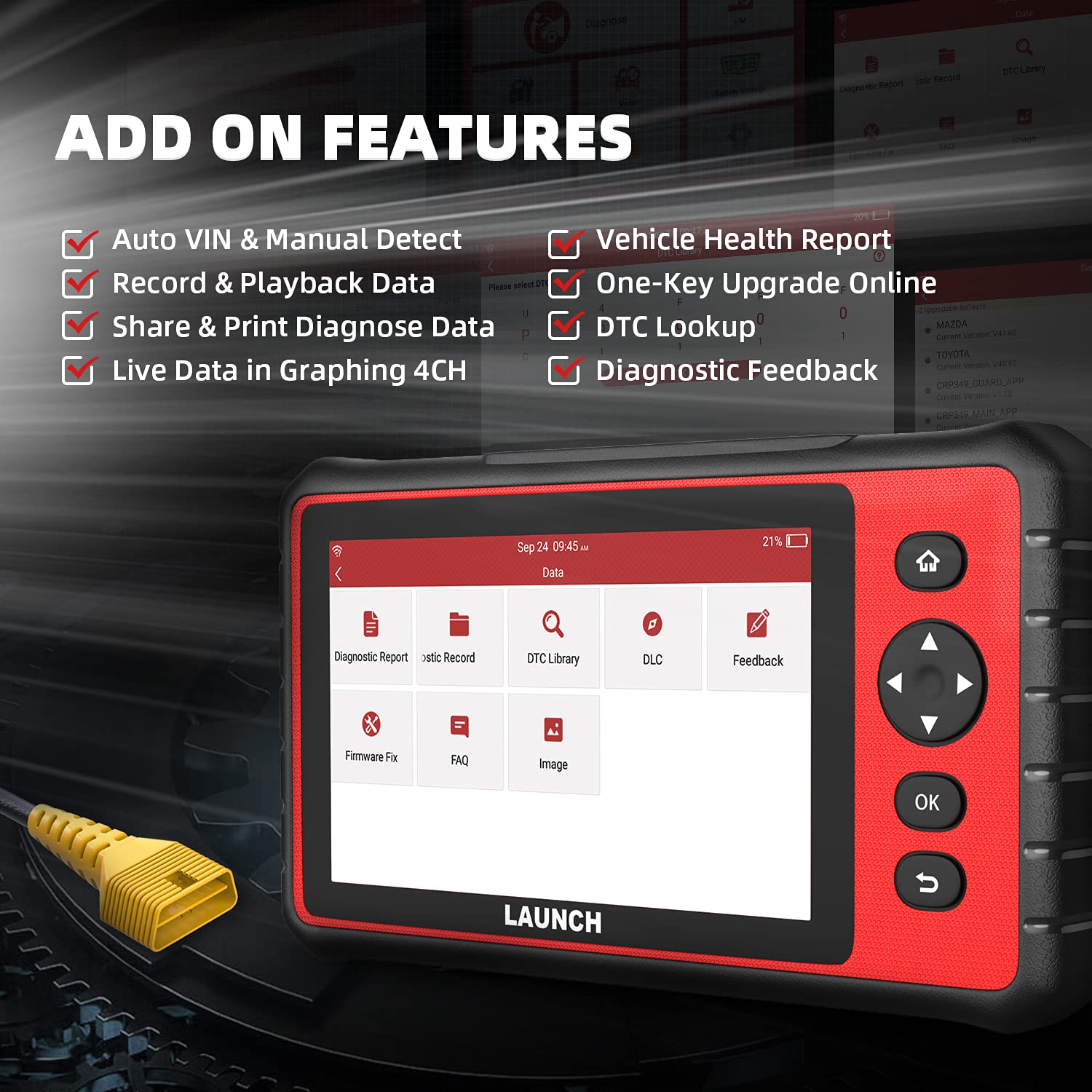 LAUNCH OBD2 Scanner CRP123I/CRP129I/Creader VIII for Vehicle Engine ABS SRS Transmission,WiFi Free Update (CR9)