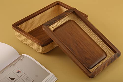 Teng Jin Rectangular with Lid Handmade Nantucket basket Cane staves finely-woven home-storage-baskets-and-containers Arts,Decorative Storage Baskets for Shelves