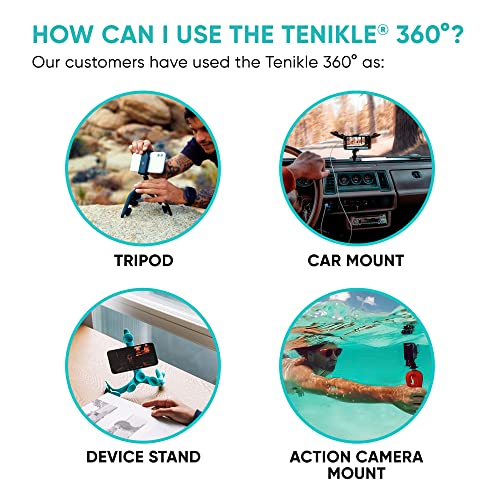 Tenikle® 360° - Flexible Tripod for Camera GoPro, As Seen on Shark Tank, Bendable Suction Cup Camera & Phone Mount, Holder, Compatible w/iPhone & Android ( Black)