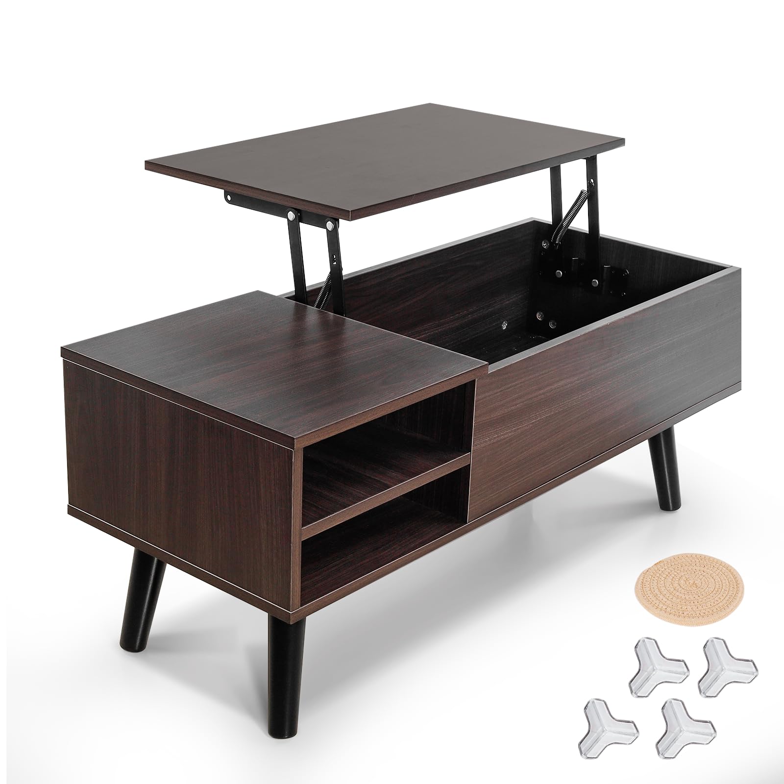 Ktoinpo Lift Top Coffee Tables for Living Room Grey Hidden Storage Compartment Tea Table with Lifting Top Modern Rectangular Center Tables Wood Furniture Gifts