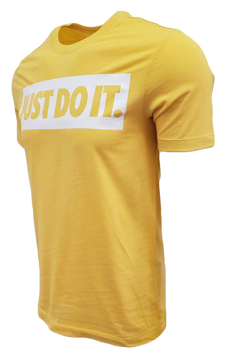 Nike Men's Just Do It Box Crewneck T-Shirt (X-Large, Gold (White Logo))