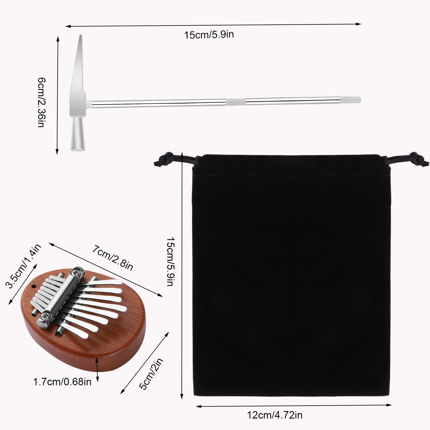 Mini Kalimba Thumb Piano, Kalimba 8 Key Thumb Piano Finger Piano, Finger Harp for Kids and Adults Beginners (Brown)