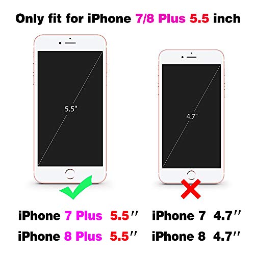Phone Case for iPhone 7plus 8plus 7/8 Plus Wallet Cases with Tempered Glass Screen Protector Leather Flip Cover Card Holder Stand Cell Accessories i Phone7s 7s + 7+ 8s 8+ Phones8 Women Men Blue