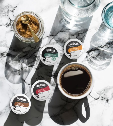 Lavazza Gran Selezione Single-Serve Coffee K-Cup Pods for Keurig Brewer, Dark Roast, 16 Count Box, Black, White